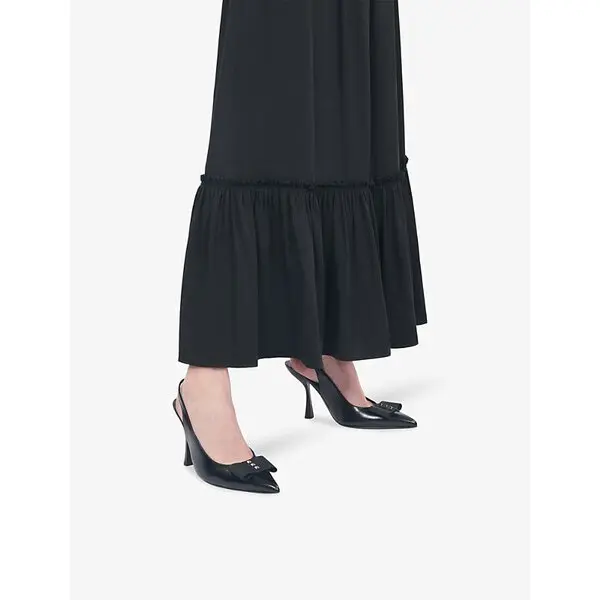 The Kooples Bow-embellished Slingback Leather Heels