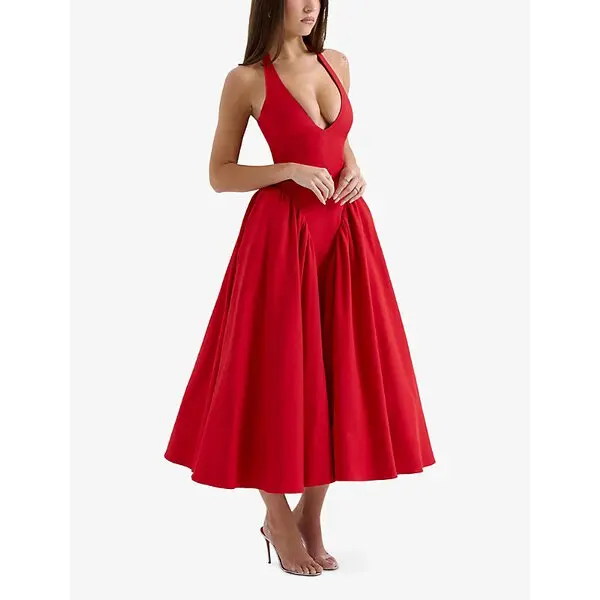 House Of Cb Marilyn Halter Midi Dress - Red