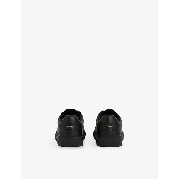 REISS Finley Leather Trainers - All Black