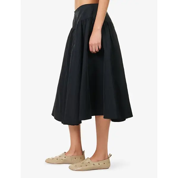 PEACHY DEN Deba Zipped Midi Skirt - Onyx
