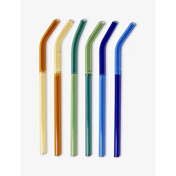 THE CONRAN SHOP Santorini Set Of Six Glass Straws - Mixed