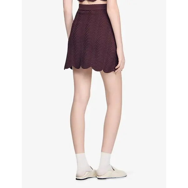 Sandro Decorative Button-embellished Stretch-knit Mini Skirt - Brown