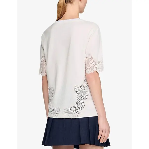 Sandro Lace Detail Cotton T-shirt