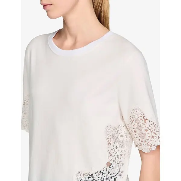 Sandro Lace Detail Cotton T-shirt