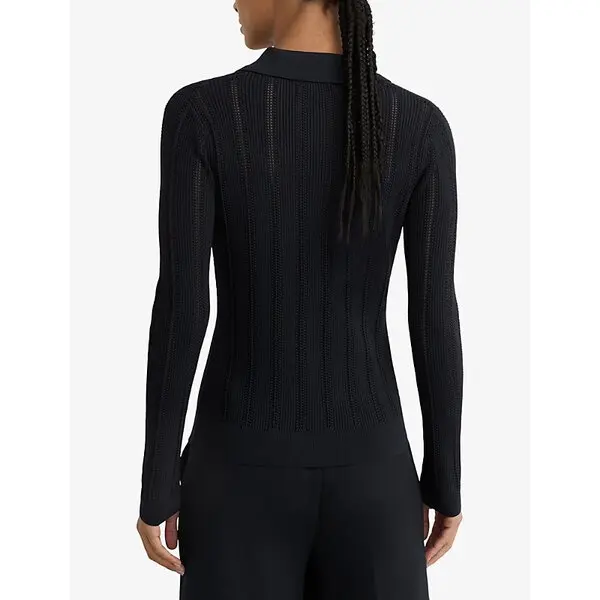 REISS Harri Button-through Knitted Top