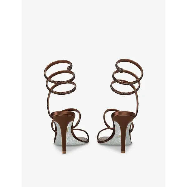 Rene Caovilla Cleo 80 Embellished Satin Heeled Sandals
