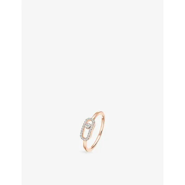 Messika Move Uno 18ct Rose Gold And Diamond Ring - Pink