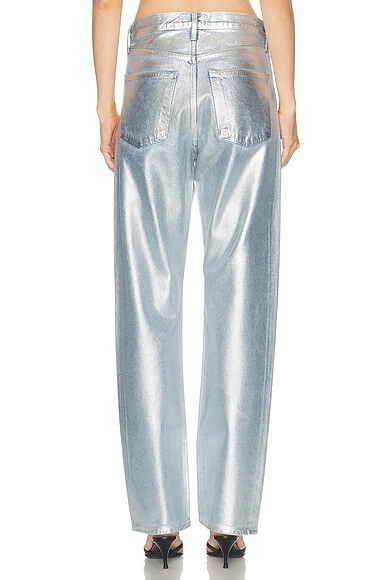 AGOLDE Metallic 90's Mid Rise Loose Fit Jeans - Tinfoil
