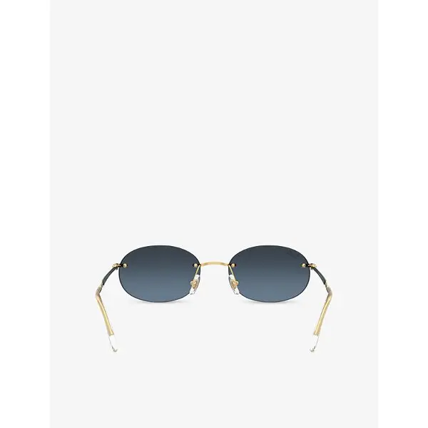 Ray-ban Rb3767 Oval Frame Metal Sunglasses - Gold