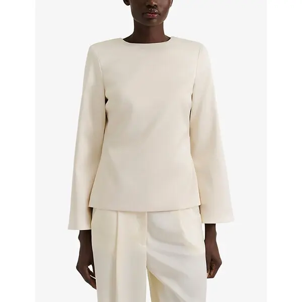 MALINA Elna Bow-embroidered Satin Top