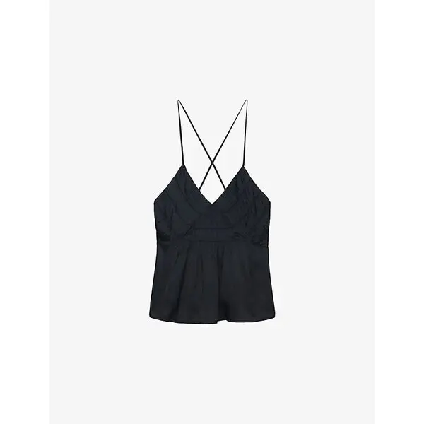 Zadig&Voltaire V-neck Pleated Woven Top - Black