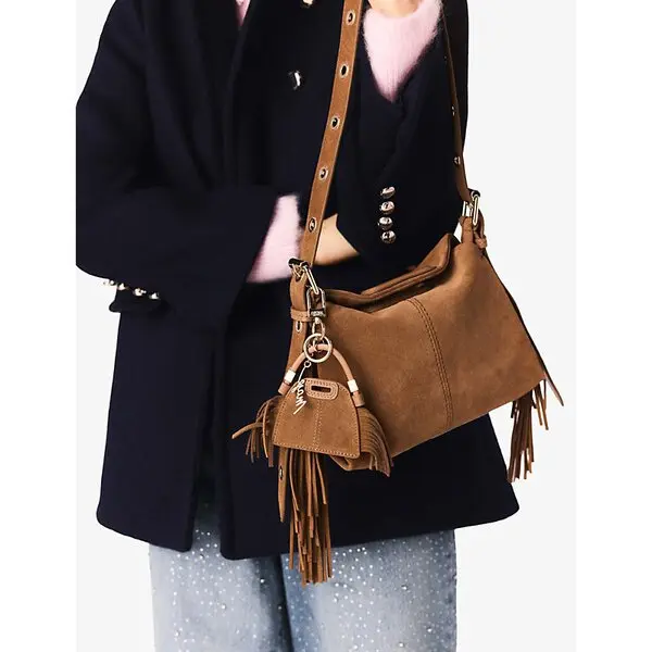 Maje Mini Mirror Bag Charm - Camel