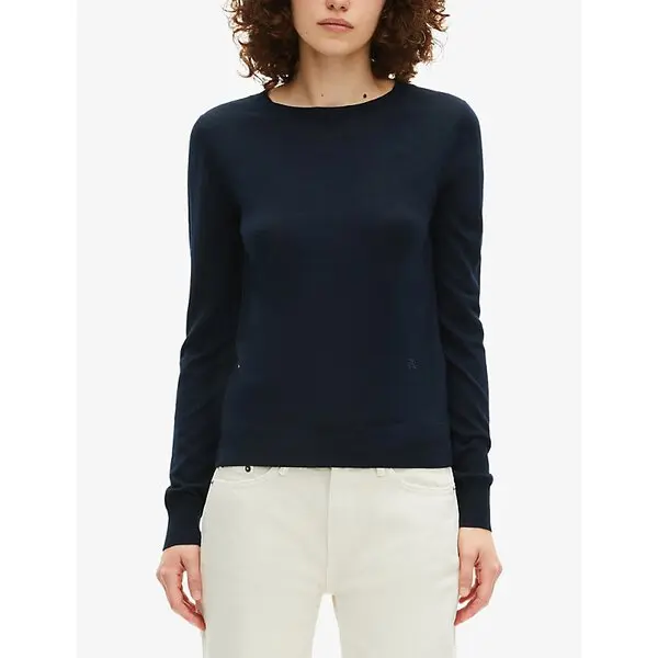 The Kooples Round Neck Wool Jumper - Navy