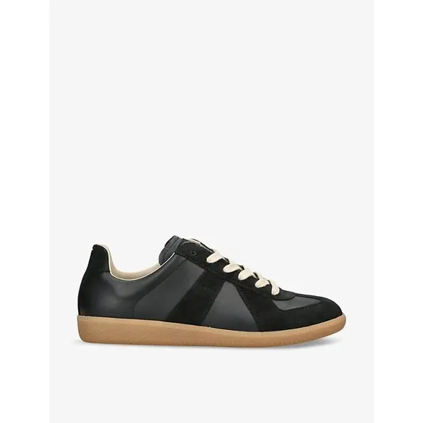 MAISON MARGIELA Replica Panelled Leather Low-top Trainers - Black
