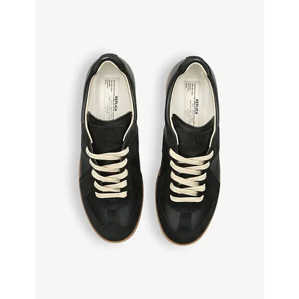 MAISON MARGIELA Replica Panelled Leather Low-top Trainers - Black