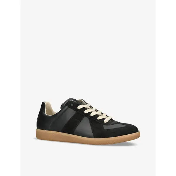 MAISON MARGIELA Replica Panelled Leather Low-top Trainers - Black