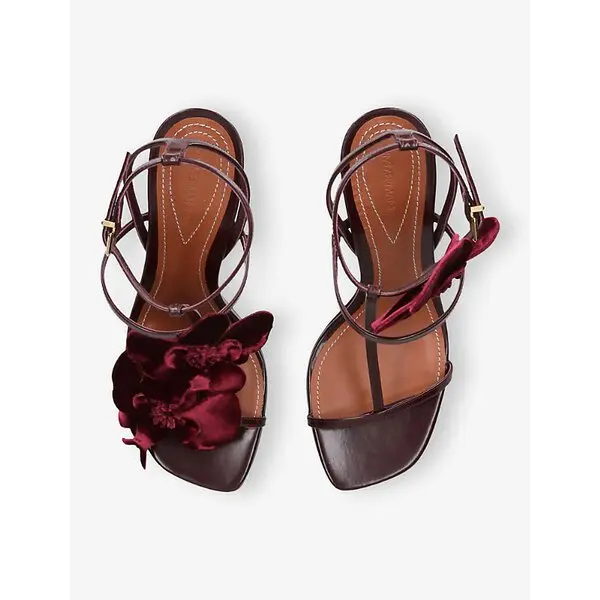 Zimmermann Orchid Appliqué High Stiletto Sandals - Red/dark