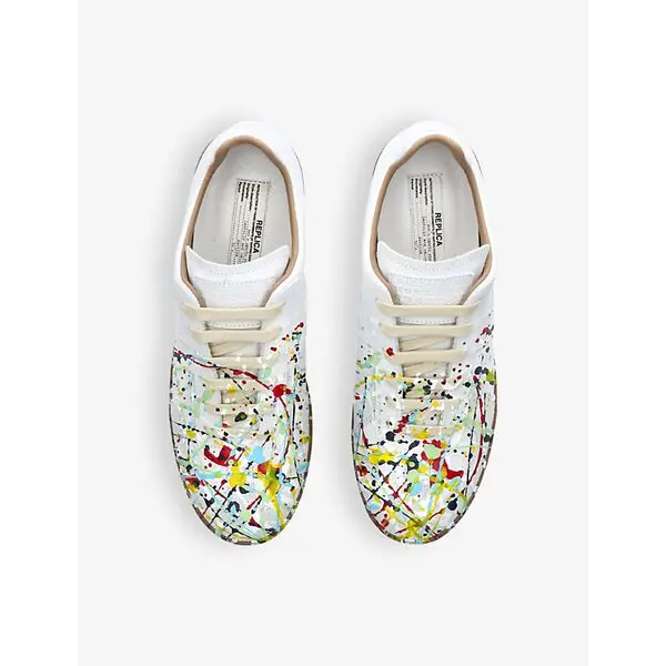 MAISON MARGIELA Replica Paint Splatter Leather Low-top Trainers