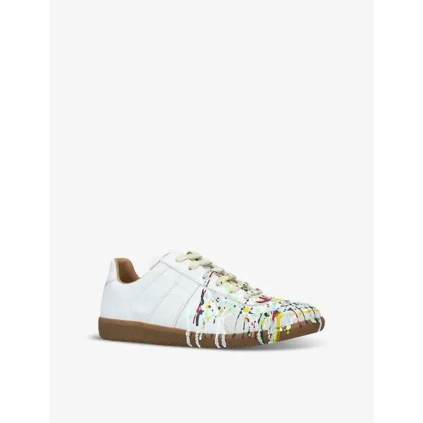 MAISON MARGIELA Replica Paint Splatter Leather Low-top Trainers