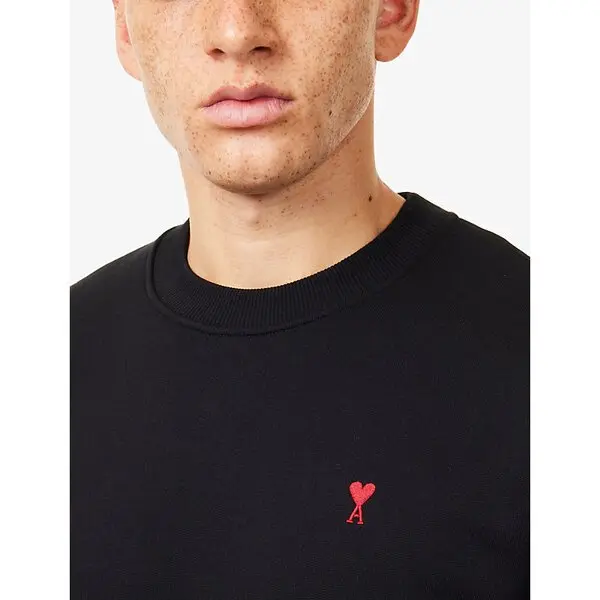 AMI Paris Logo Embroidered Cotton Jersey Sweatshirt