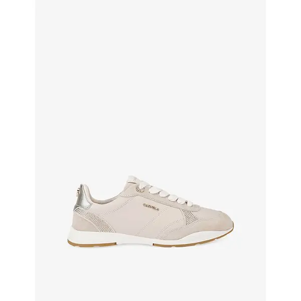 Carvela Attivo Faux-leather Trainers With Rhinestone Embellishments - Beige