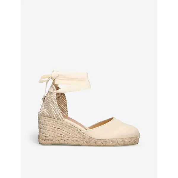 CastaÑer Carina Self-tie Canvas Wedge Espadrilles - Cream