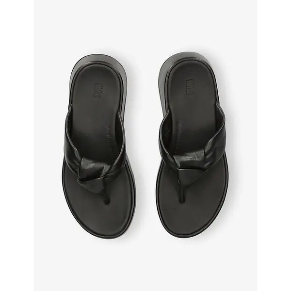 Fitflop F-mode Knotted Leather Flatform Sandals - Black