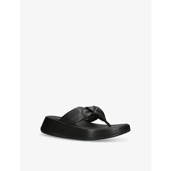 Fitflop F-mode Knotted Leather Flatform Sandals - Black