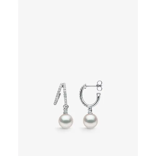 Yoko London Jazz 18ct White-gold, 0.57ct Brilliant-cut Diamond And Akoya Pearl Drop Earrings - White Gold