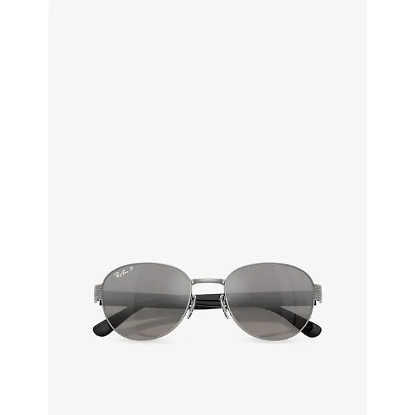 Ray-ban Rb3766ch Round Frame Metal Sunglasses