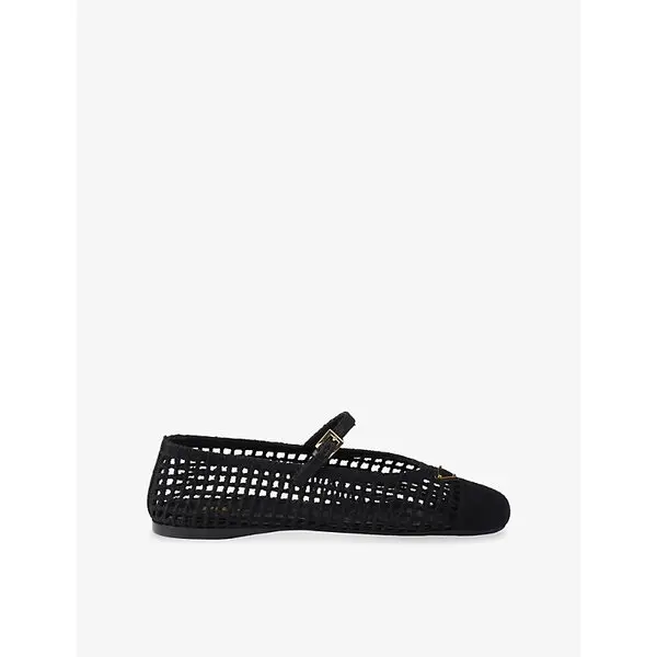 Prada Triangle-logo Crochet Ballerina Flats - Black