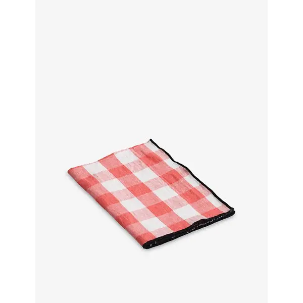 Maison De Vacances Mimi Vichy Linen And Cotton-blend Canvas Tea Towel - Pasteque