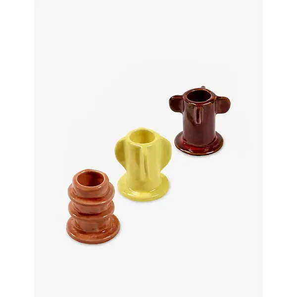 SERAX Molly Stoneware Candle Holders Set Of Three