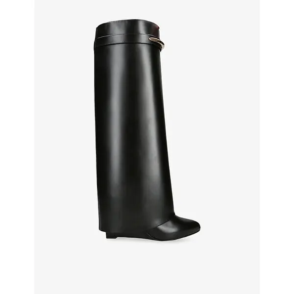 Givenchy Shark 95 Knee-high Wedge Boots - Black