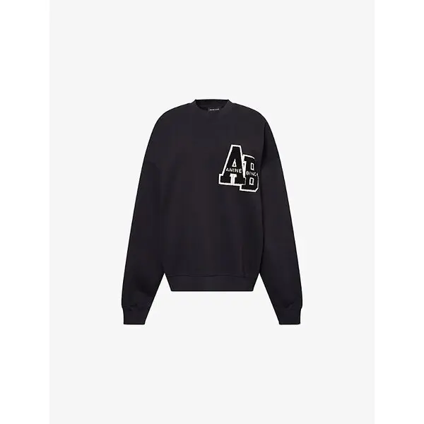 ANINE BING Miles Oversized Cotton-jersey Sweatshirt - Black