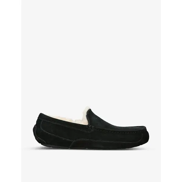 UGG Ascot Logo-embroidered Suede Slippers - Black
