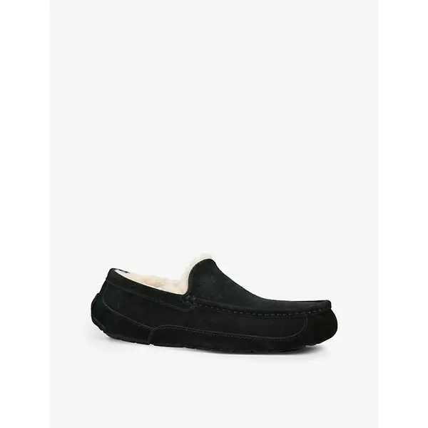 UGG Ascot Logo-embroidered Suede Slippers - Black