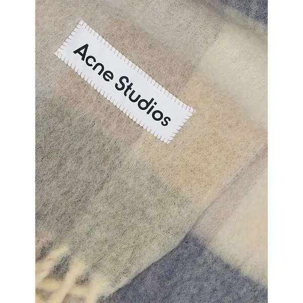 Acne Studios Vally Checked Wool-blend Scarf - Vanilla/beige/lavender