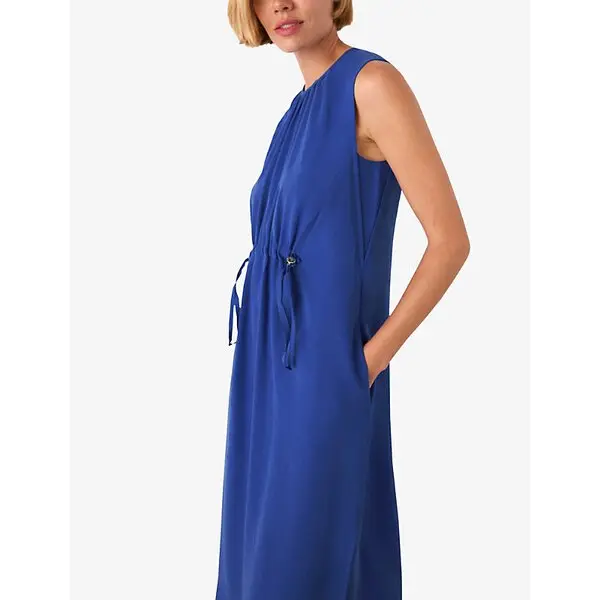 Whistles Drawstring Waist Sleeveless Woven Midi Dress