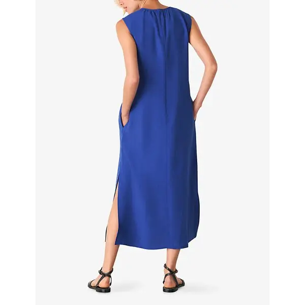 Whistles Drawstring Waist Sleeveless Woven Midi Dress