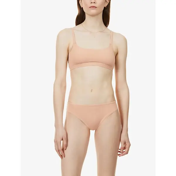 SKIMS Fits Everybody Scooped Stretch-woven Bra - Clay