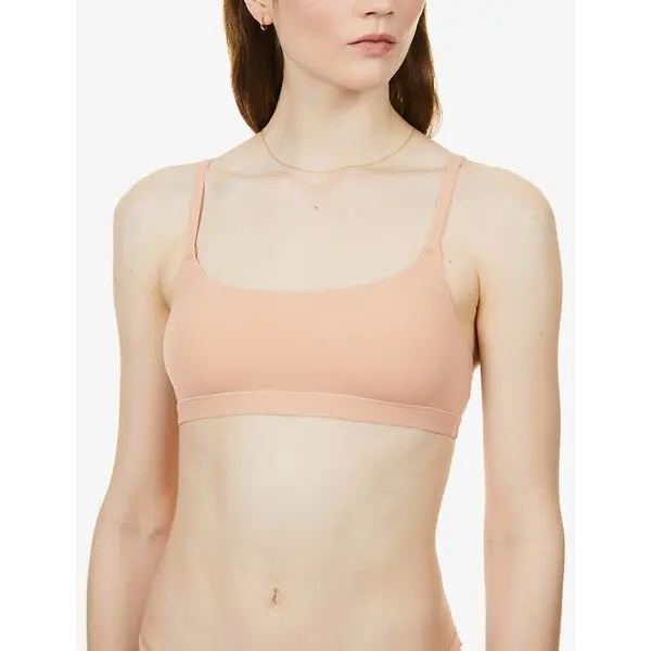 SKIMS Fits Everybody Scooped Stretch-woven Bra - Clay