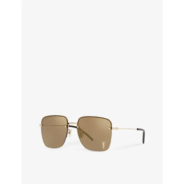 Saint Laurent Rectangular-frame Metal Sunglasses - Gold