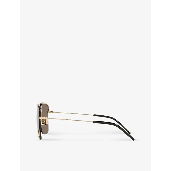 Saint Laurent Rectangular-frame Metal Sunglasses - Gold