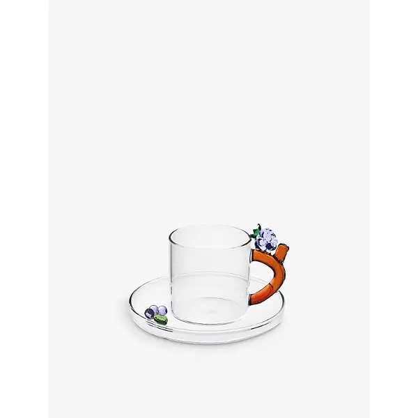 ICHENDORF MILANO Blackberry-embellished Glass Coffee Cup And Saucer Set - One-color