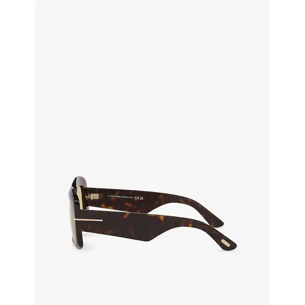 TOM FORD Venetia Rectangle Frame Acetate Sunglasses - Brown