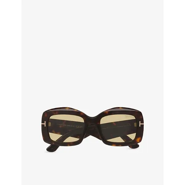 TOM FORD Venetia Rectangle Frame Acetate Sunglasses - Brown