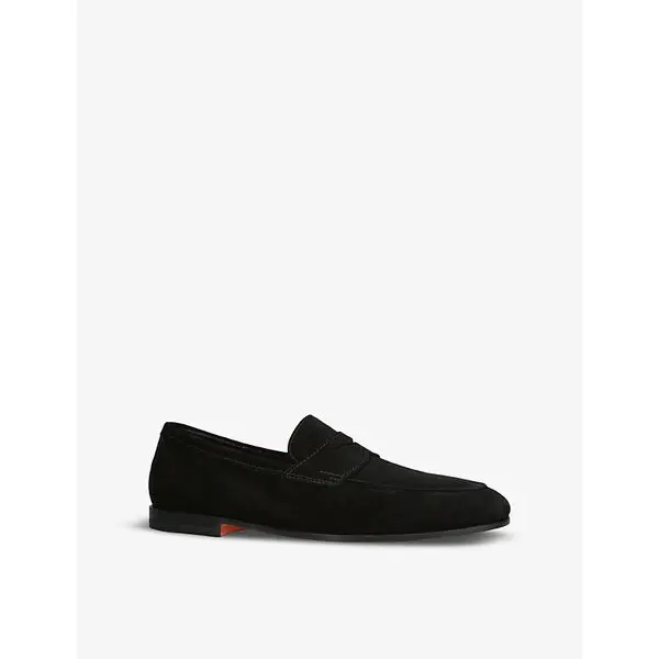 Santoni Suede Penny Loafers
