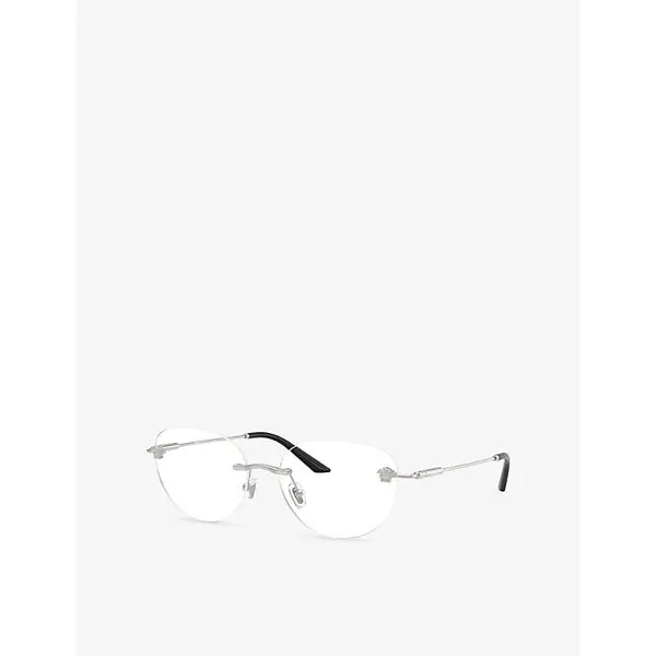 Versace Round Frame Metal Eyeglasses - Silver