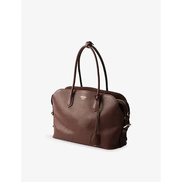 Prada Large Leather Tote Bag - Brown